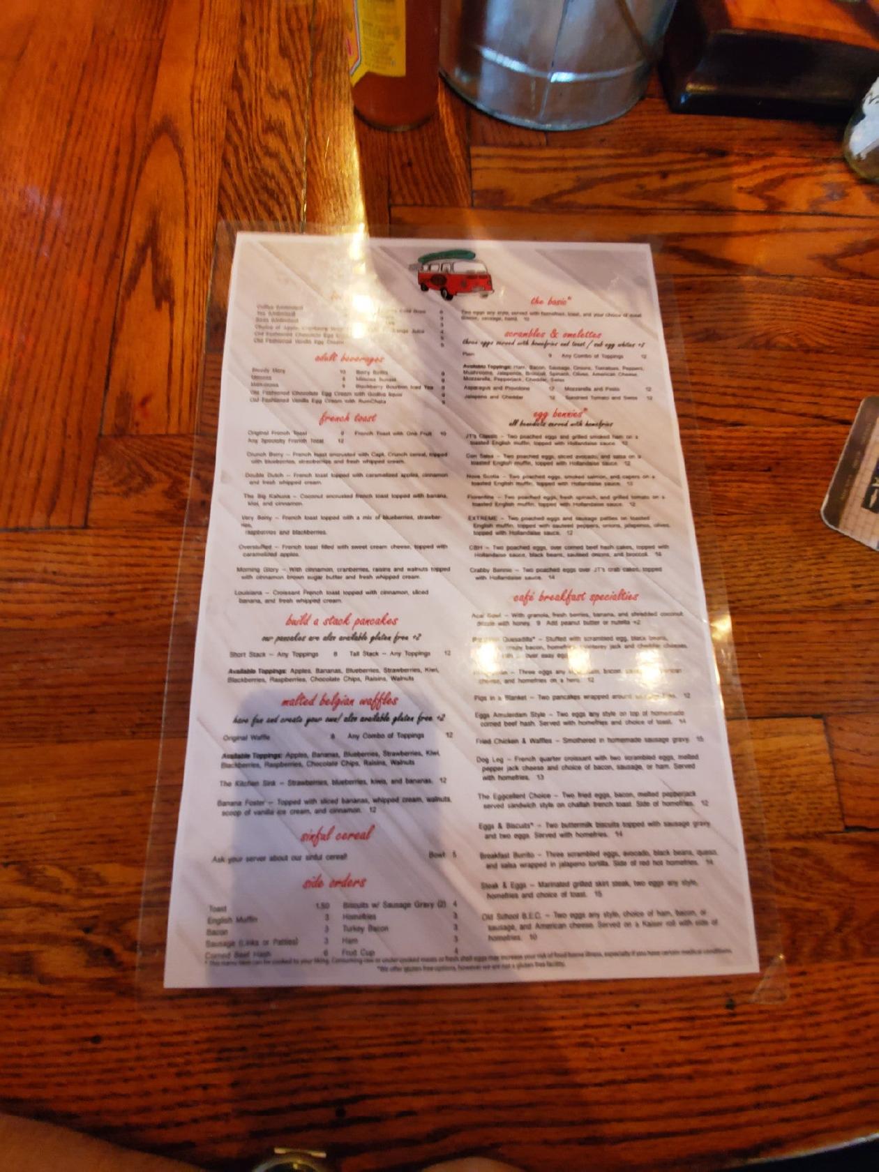 Menu at JT's Cafe, Blue Point, 4 Montauk Hwy