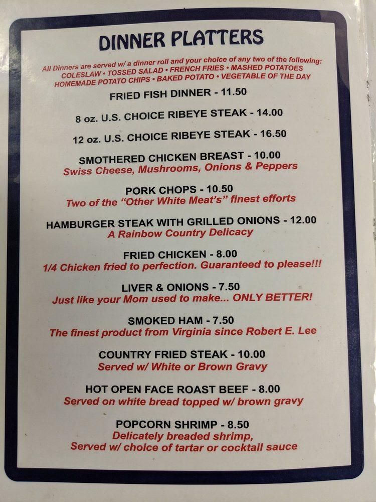 Menu at Rainbow Family Restaurant, Mascotte