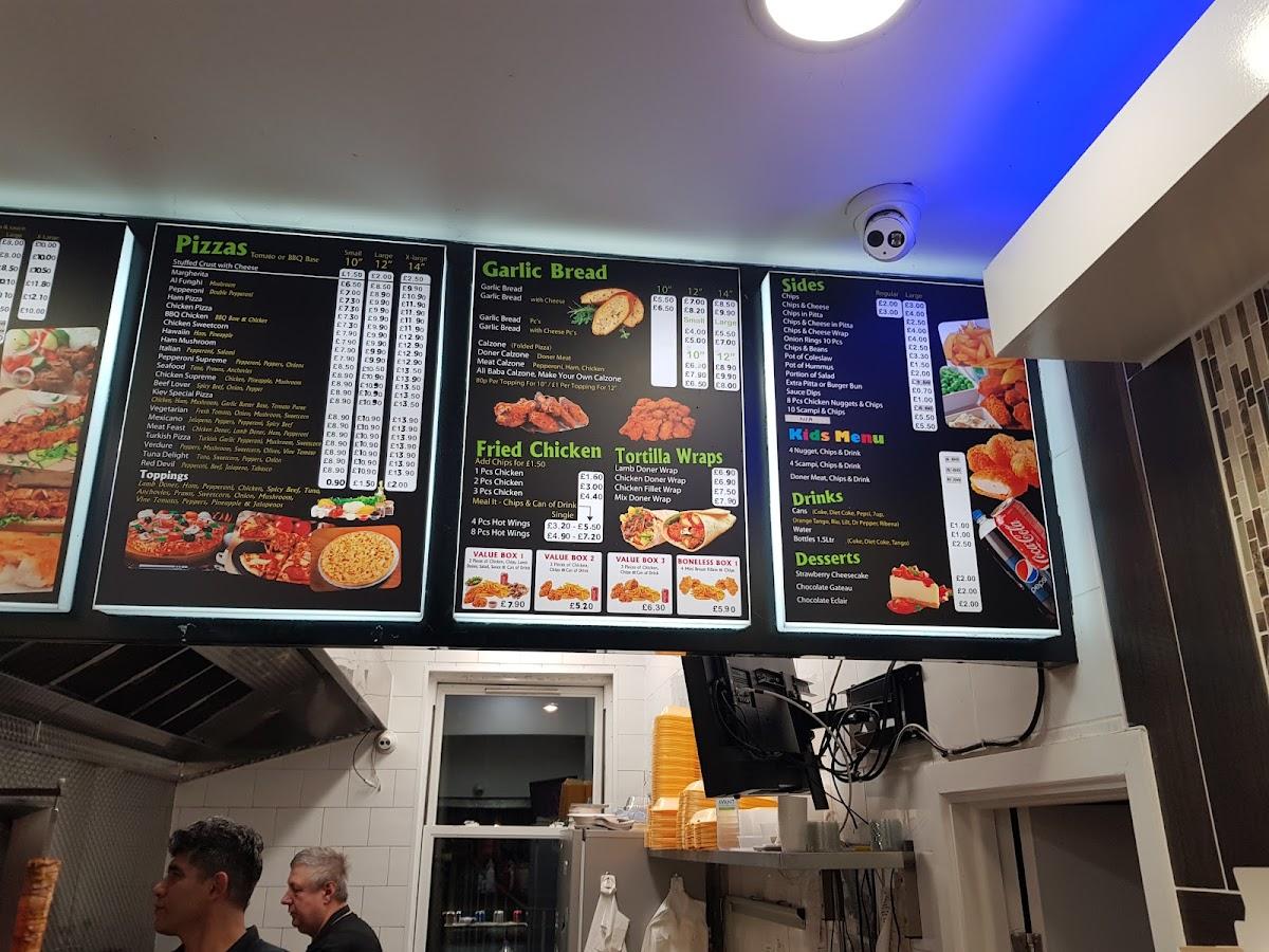 Menu at Ali Baba Kebab fast food, Penzance
