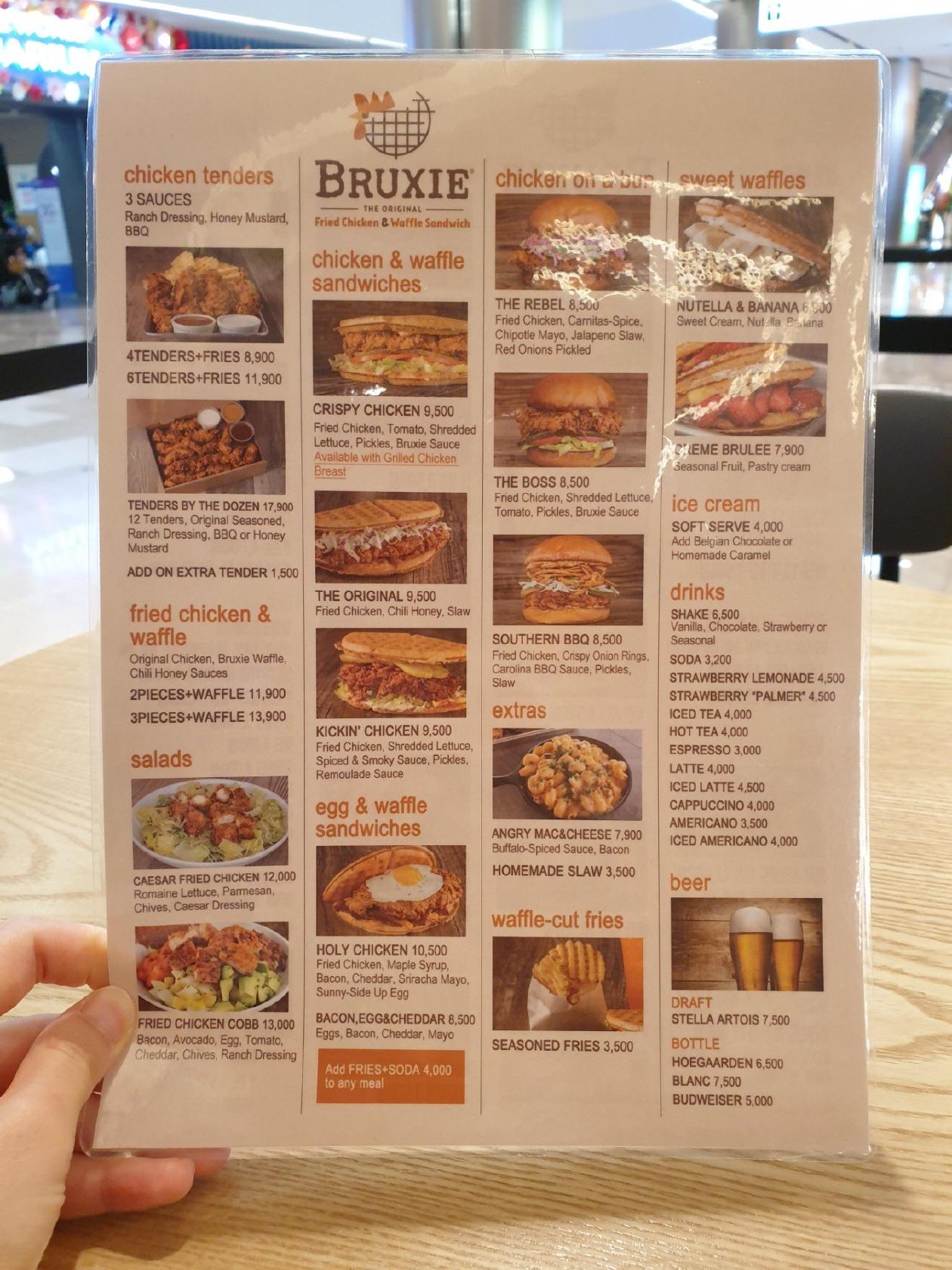 Menu at BRUXIE restaurant, Seoul, Jamsil-dong