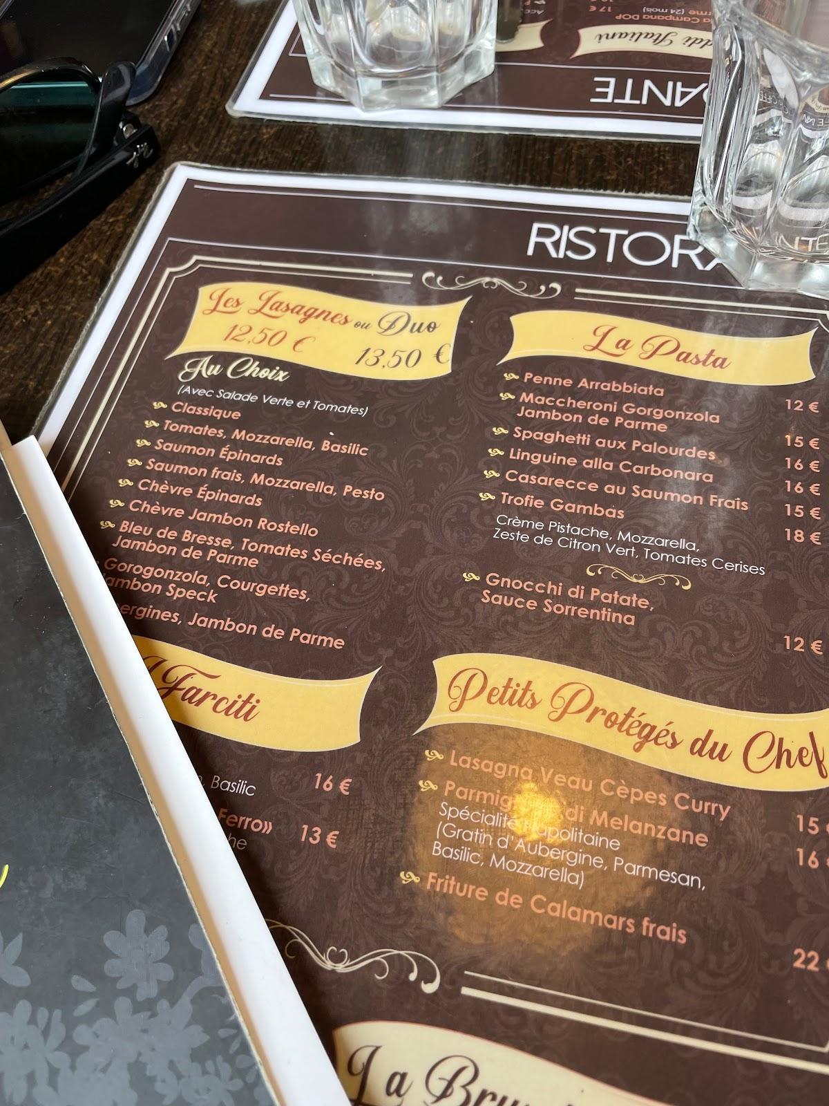 Menu au Ristorante Caffe Dante restaurant, Dreux