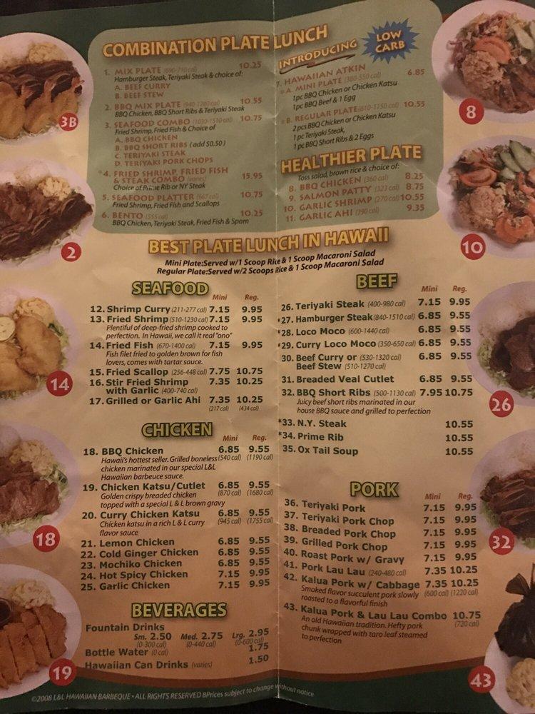 Menu at L&L Hawaiian Barbecue, Pearl City, Makolu St