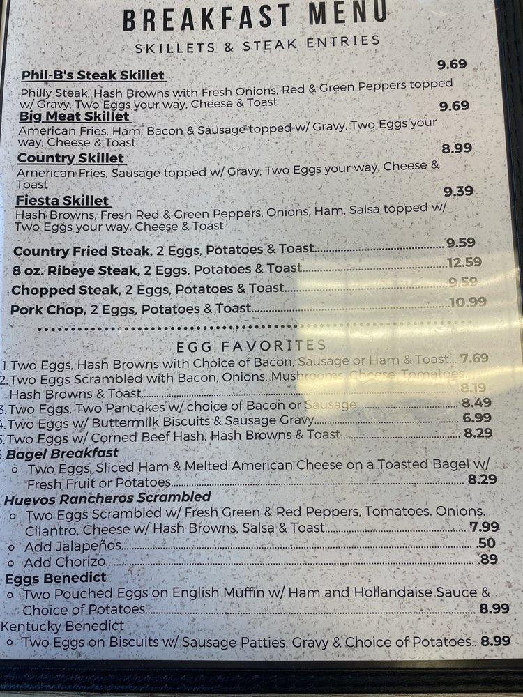 Menu at Phil-B's Cafe, Valparaiso, 908 Roosevelt Rd