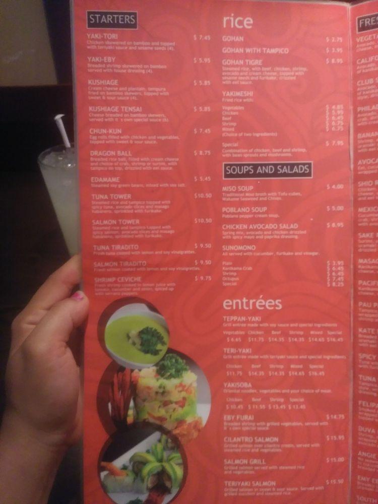 Carta del restaurante Tensai Sushi, Eagle Pass