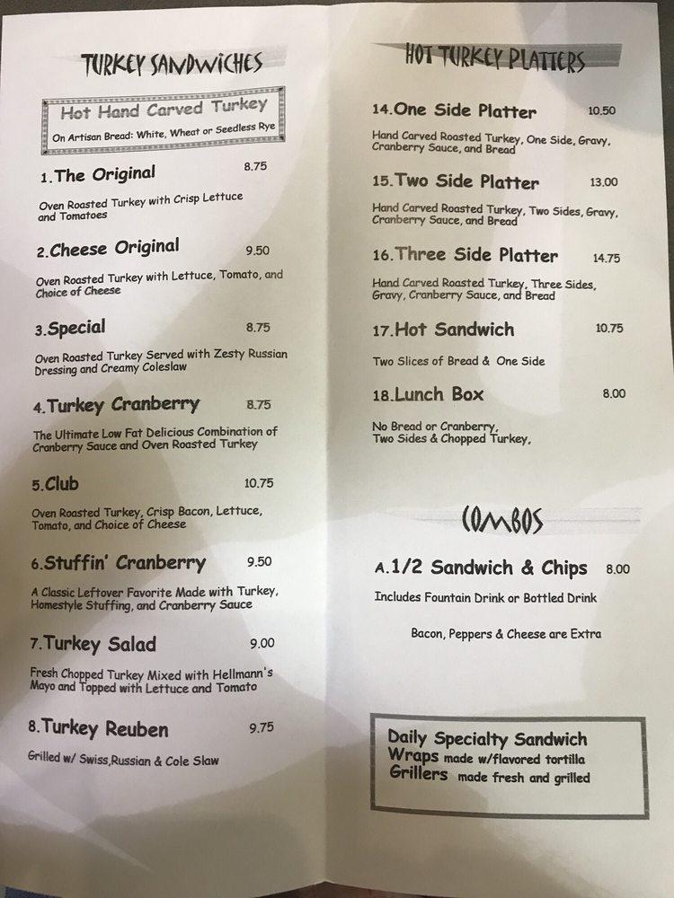 Menu at The Original Turkey restaurant, Philadelphia, Reading Terminal ...