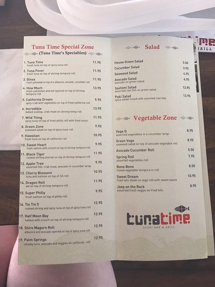 Menu at Tuna Time restaurant, Yucaipa