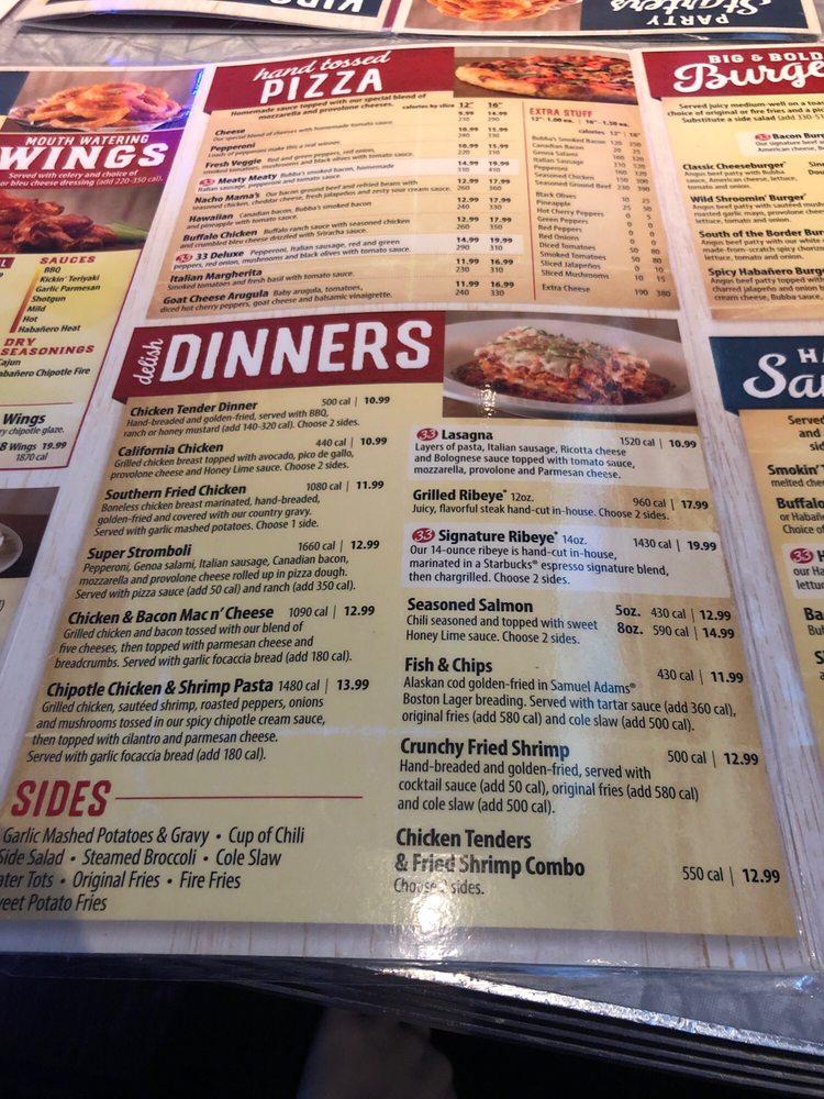 Menu at Bubba's 33 pizzeria, Mesquite