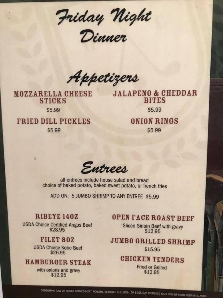 Menu at Cafe at The Club, Forest