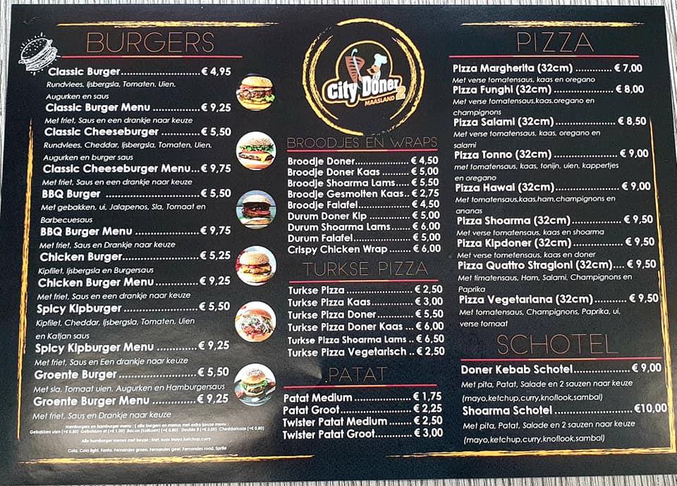 Menu at Lira Maasland, Maasland