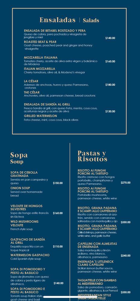 Carta del restaurante El Faro, Ixtapa Zihuatanejo, Paseo del la Colina S/N