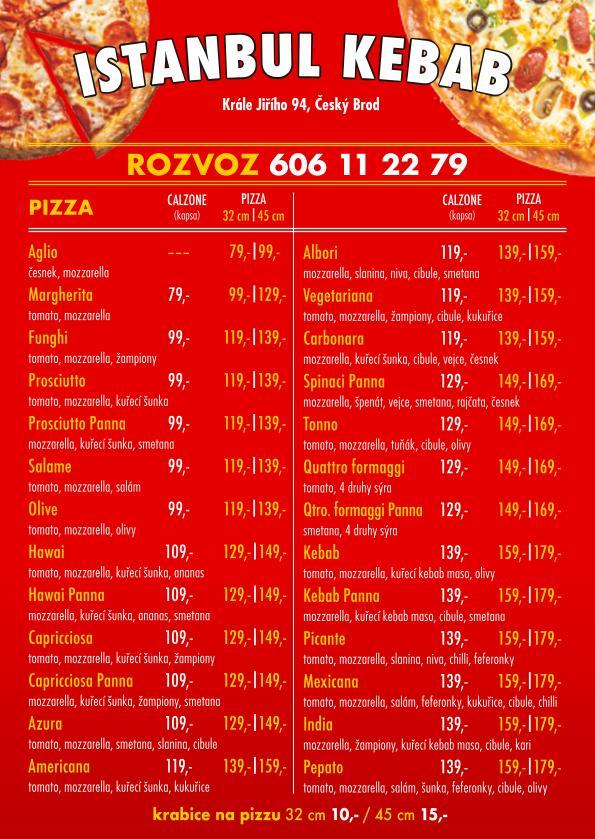 Menu at Český Brod Kebab restaurant, Český Brod