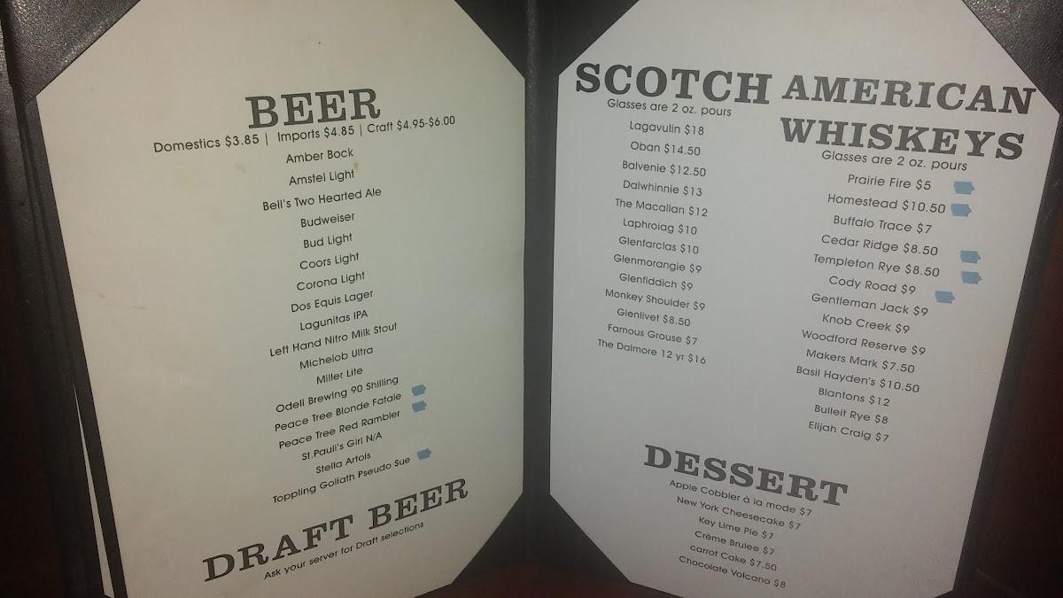 Menu at Nick's Bar & Grill, Clive