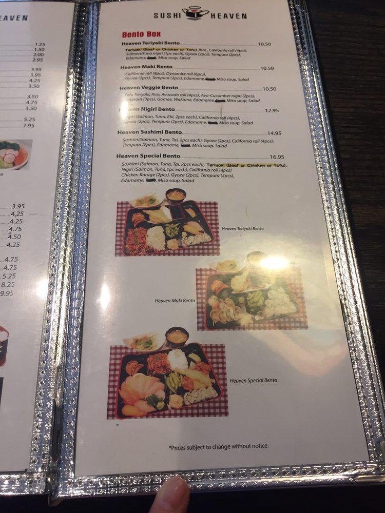 Menu at Sushi Heaven in New Westminster restaurant, New Westminster ...