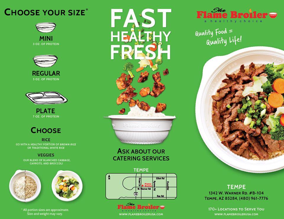 Menu at The Flame Broiler restaurant, Tempe, W Warner Rd b104