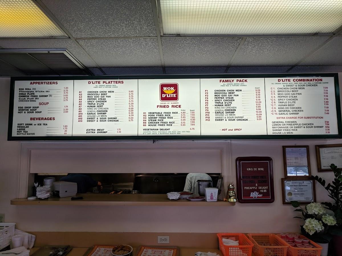 Menu at Wok D'Lite restaurant, Lake Charles