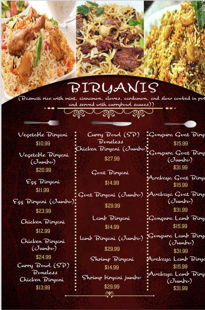 Menu at Curry Bowl Indian Restaurant, Folsom