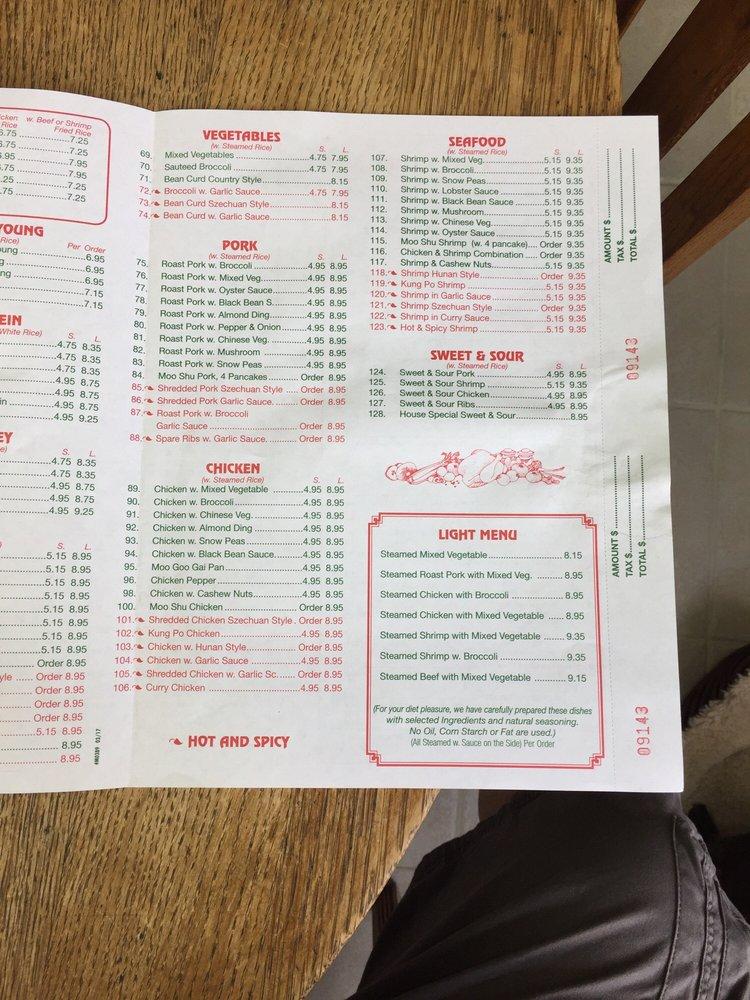 Menu at Mandarin Wok restaurant, Munford