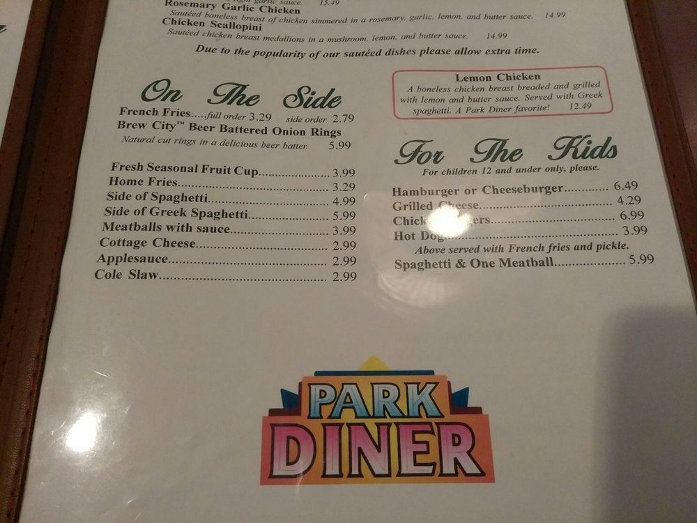 Menu at Park Diner restaurant, Binghamton