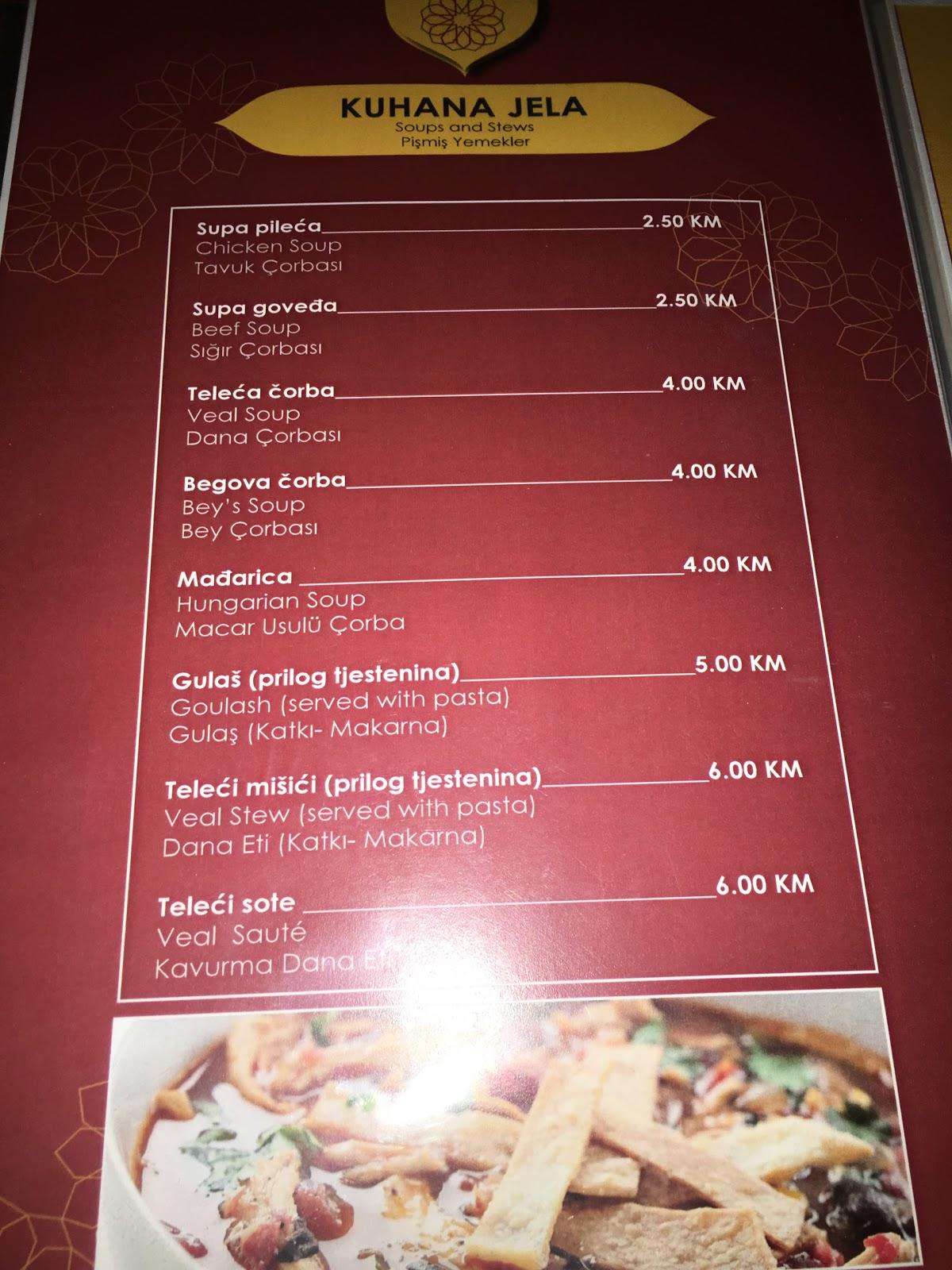 Menu at Restaurant Han, Konjic