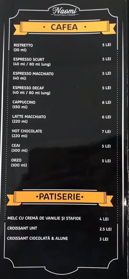 Menu at Restaurant Naomi, Bivolăria