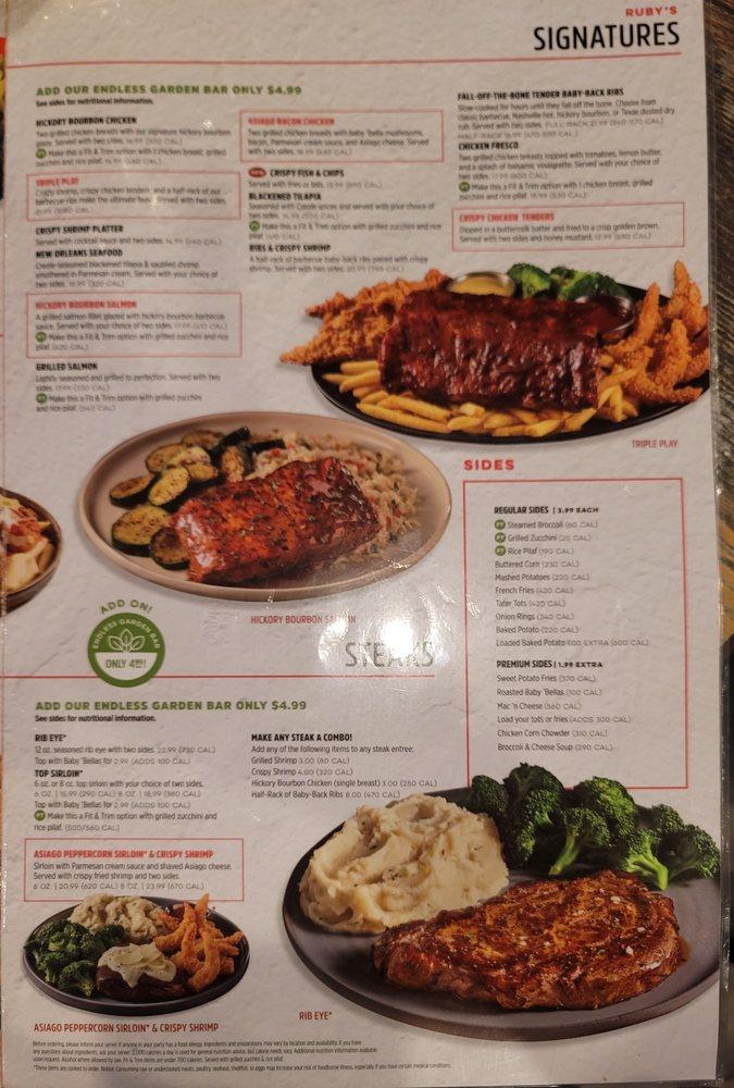Menu at Ruby Tuesday restaurant, Las Cruces