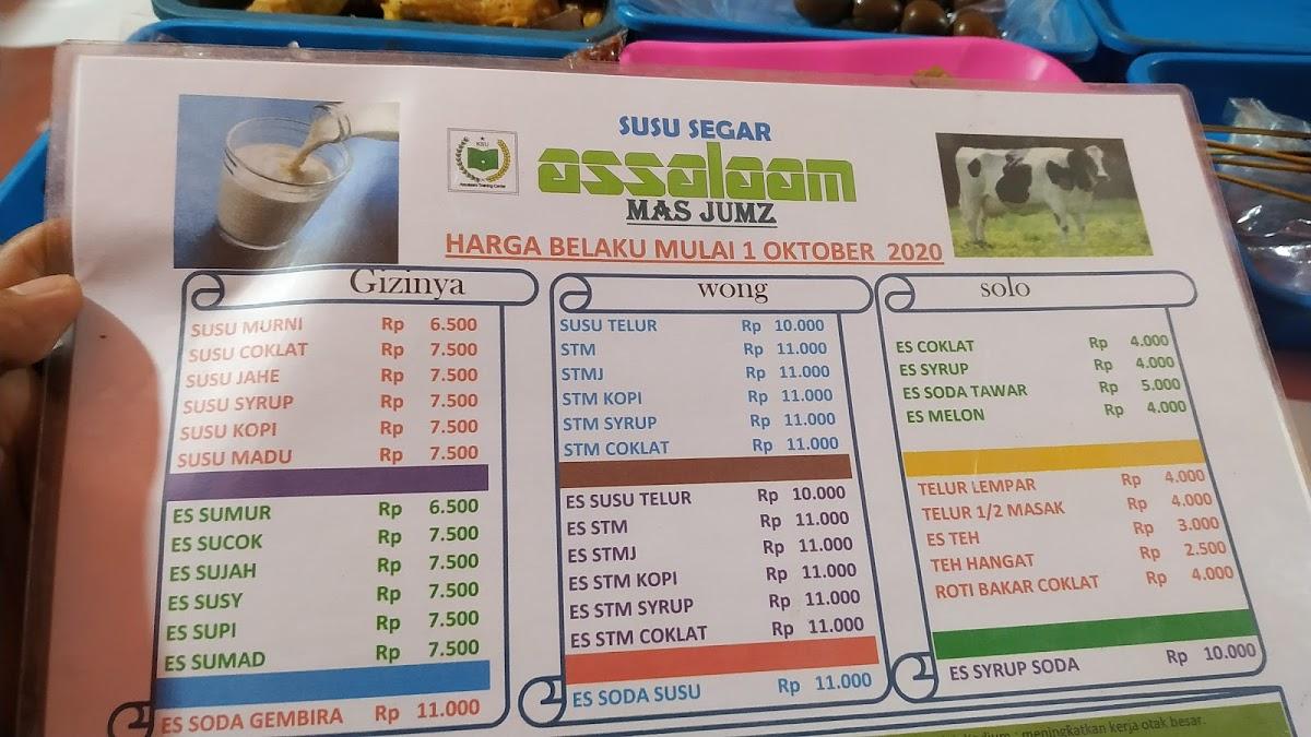 Menu at Susu segar Mas Jumz cafe, Surakarta