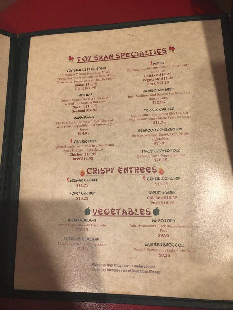 Menu at Toy Shan Chinese Restaurant, Hialeah