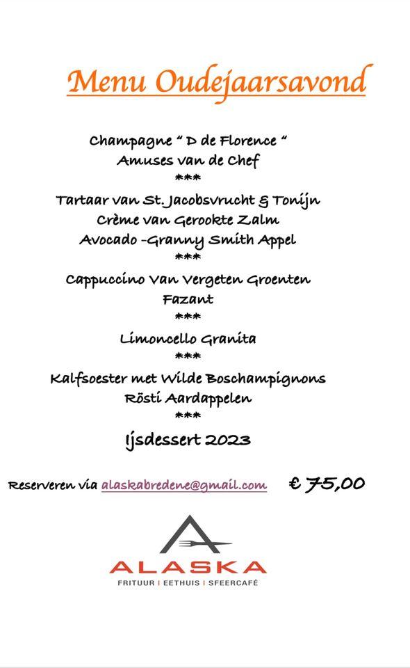 Menu at Alaska, Bredene