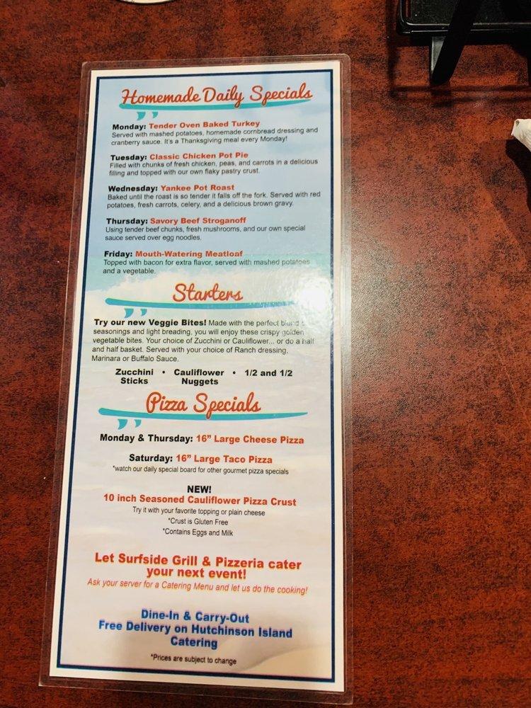 Menu at Brock's Surfside Grill & Pizza pizzeria, Jensen Beach