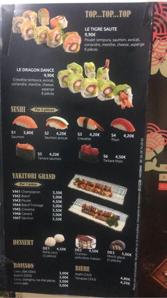 Menu au CHEZ CHEF LI 李小厨 restaurant, Bordeaux