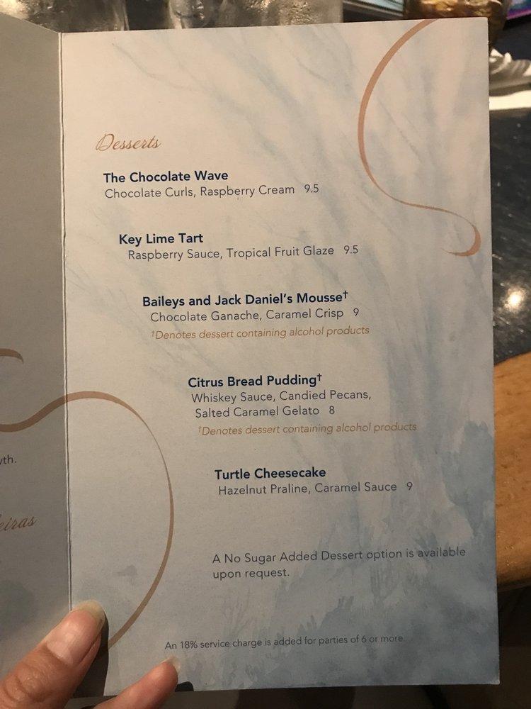Menu at Coral Reef Restaurant, Orlando