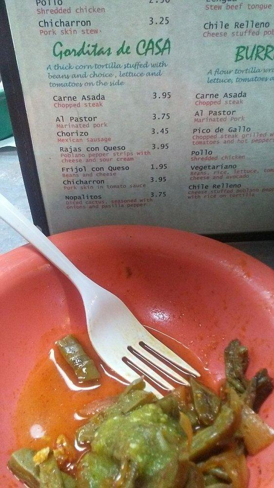 Menu at El Indio Cocina Mexicana restaurant, Chicago