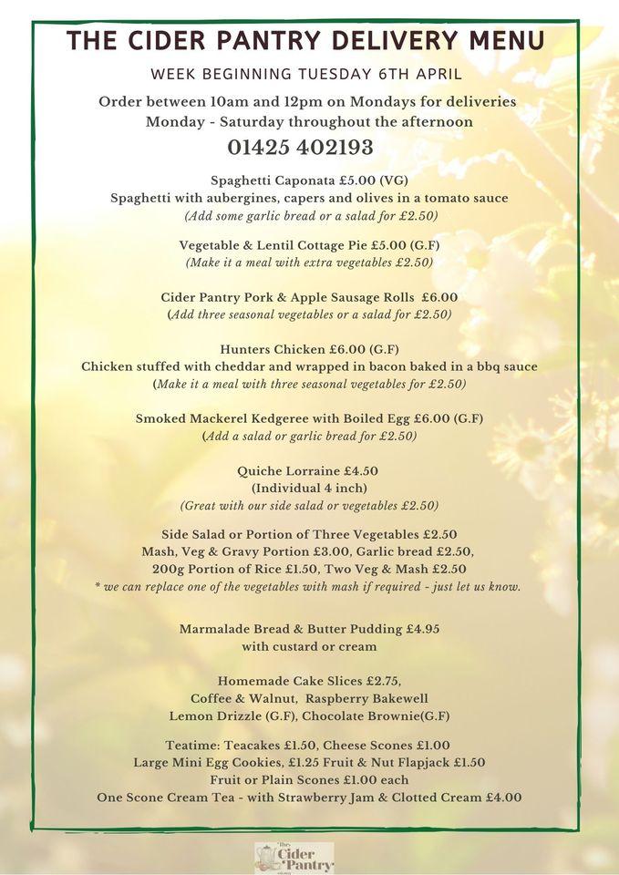 Menu at New Forest Cider cafe, Burley