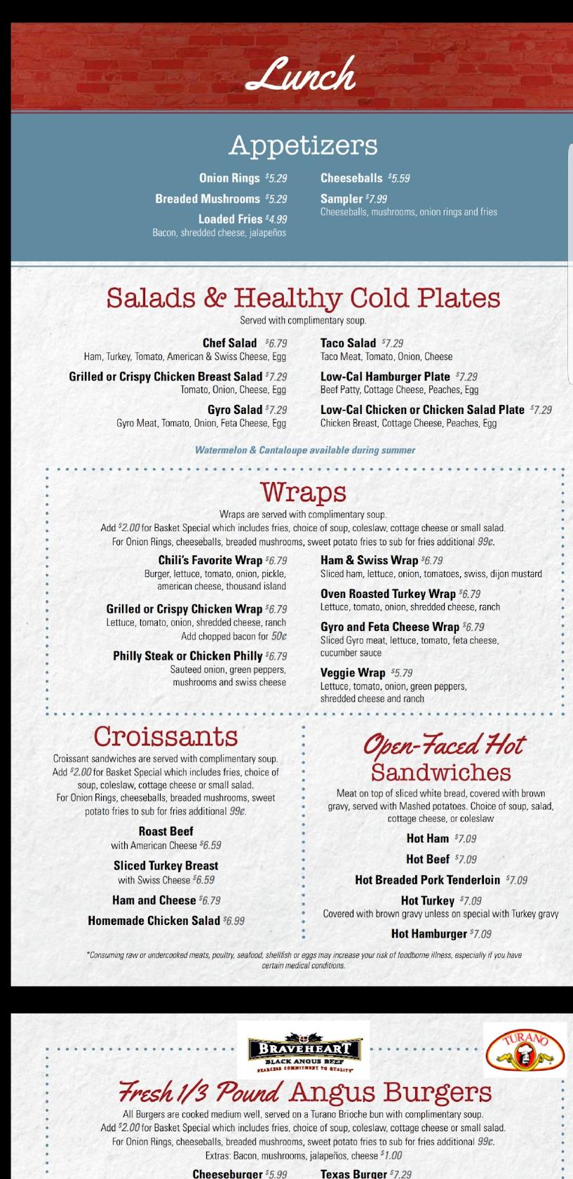Menu at Wilton Cafe, Wilton