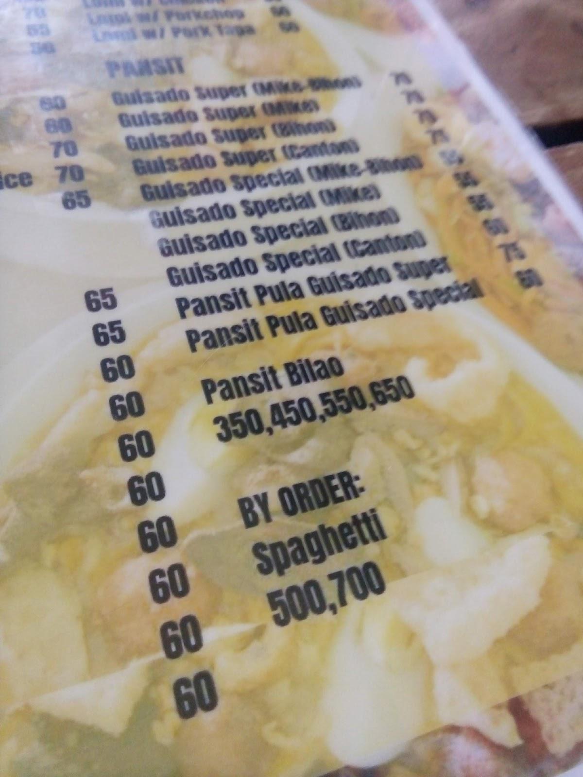 Menu at Bafoos Lomi Haus & Restaurant, San Pablo City