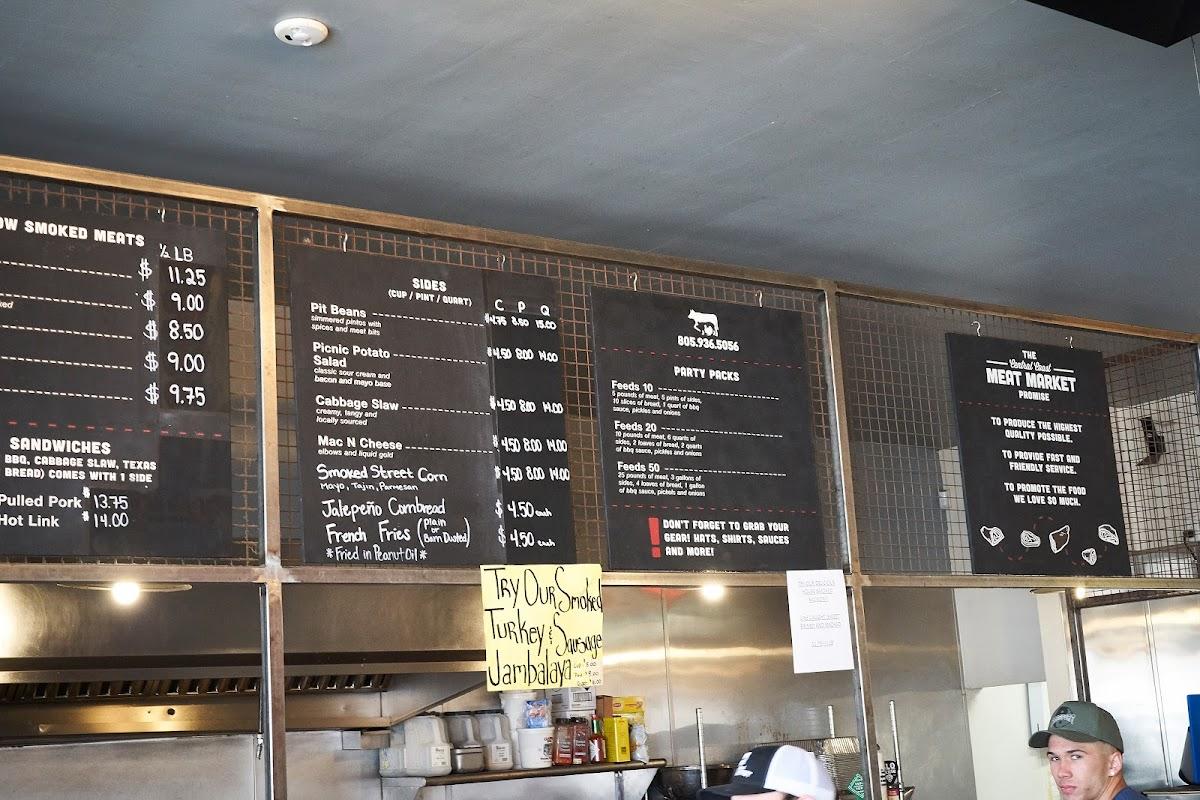 Menu at Central Coast Meat Market BBQ, Pismo Beach