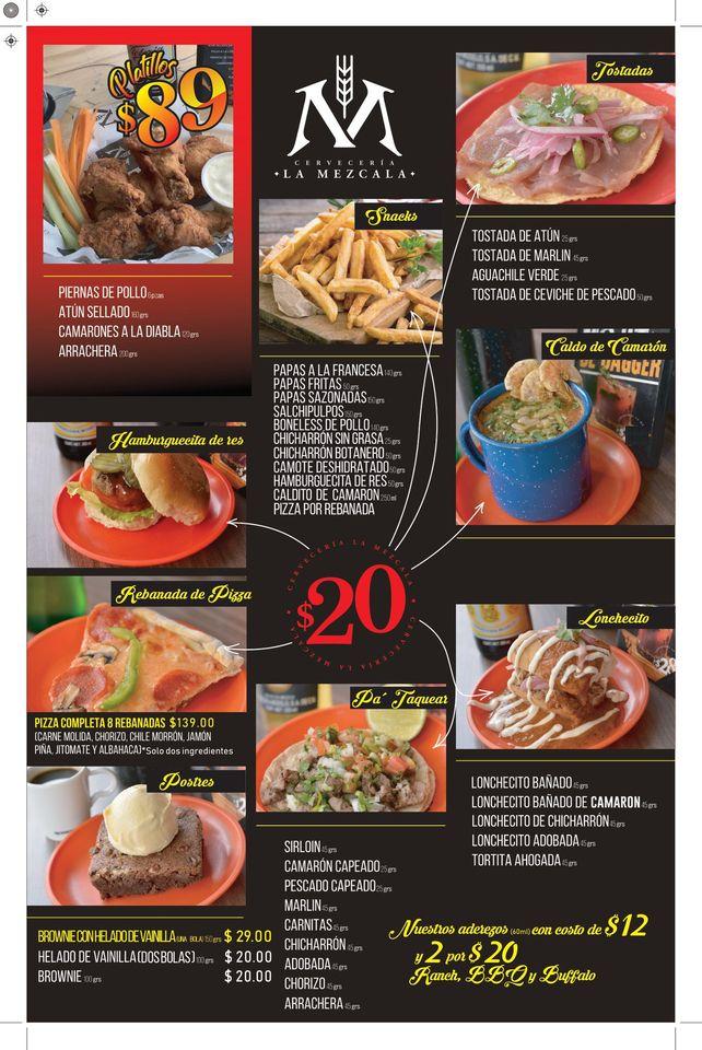 Carta del pub y bar Cervecería La Mezcala San Isidro, Zapopan