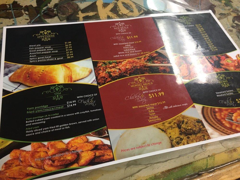 Menu at Eko African Cuisine restaurant, Indianapolis, W Pike Plaza Rd