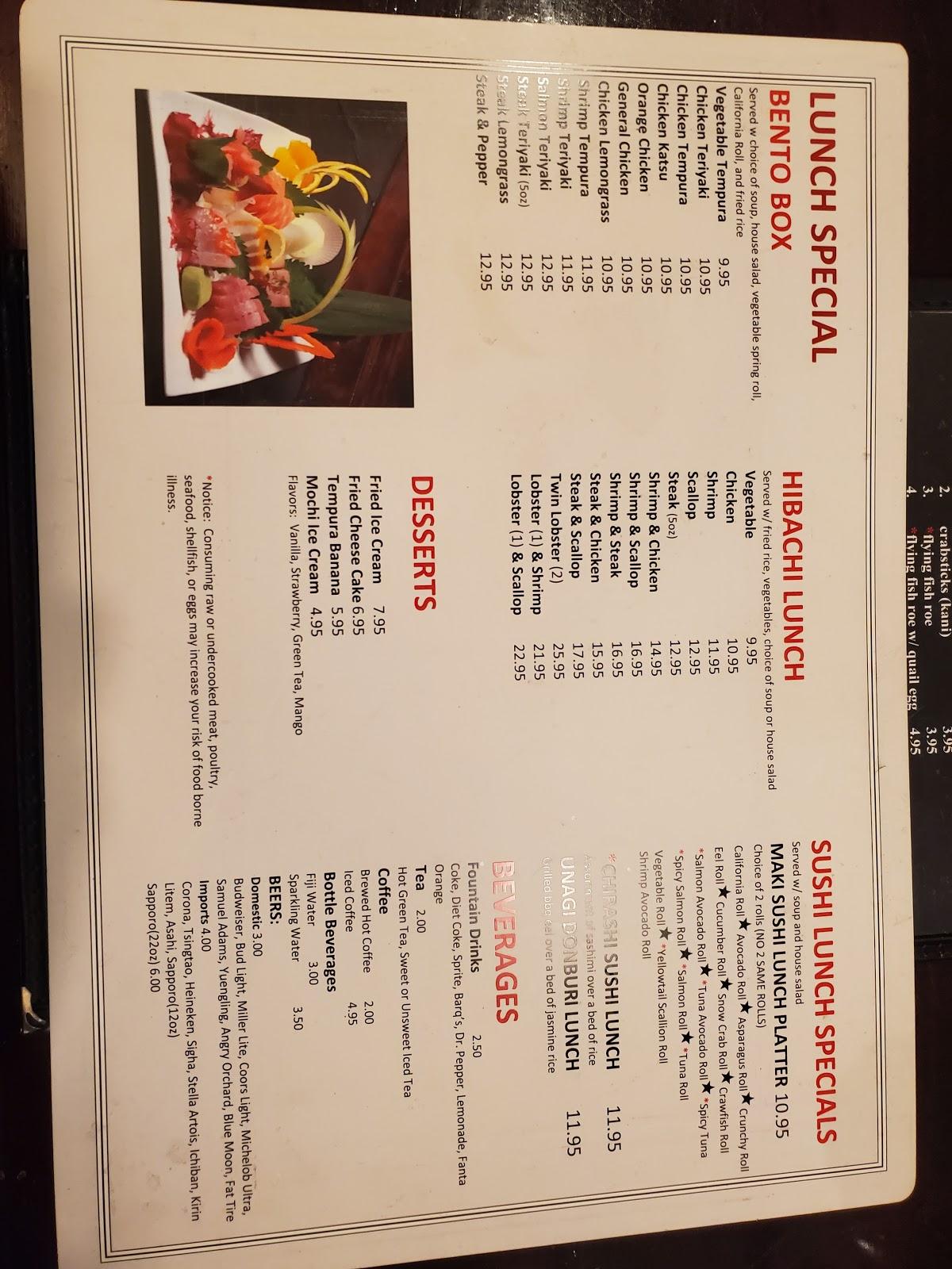Menu at Fuji Sushi House restaurant, Biloxi