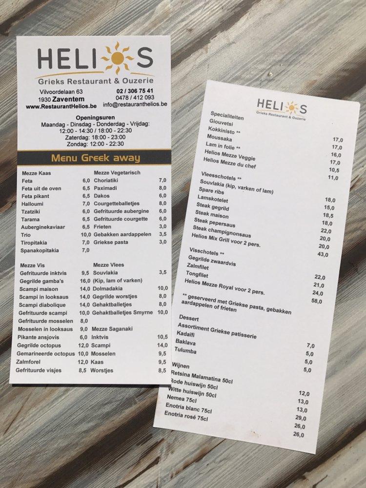 Menu at Helios, Zaventem
