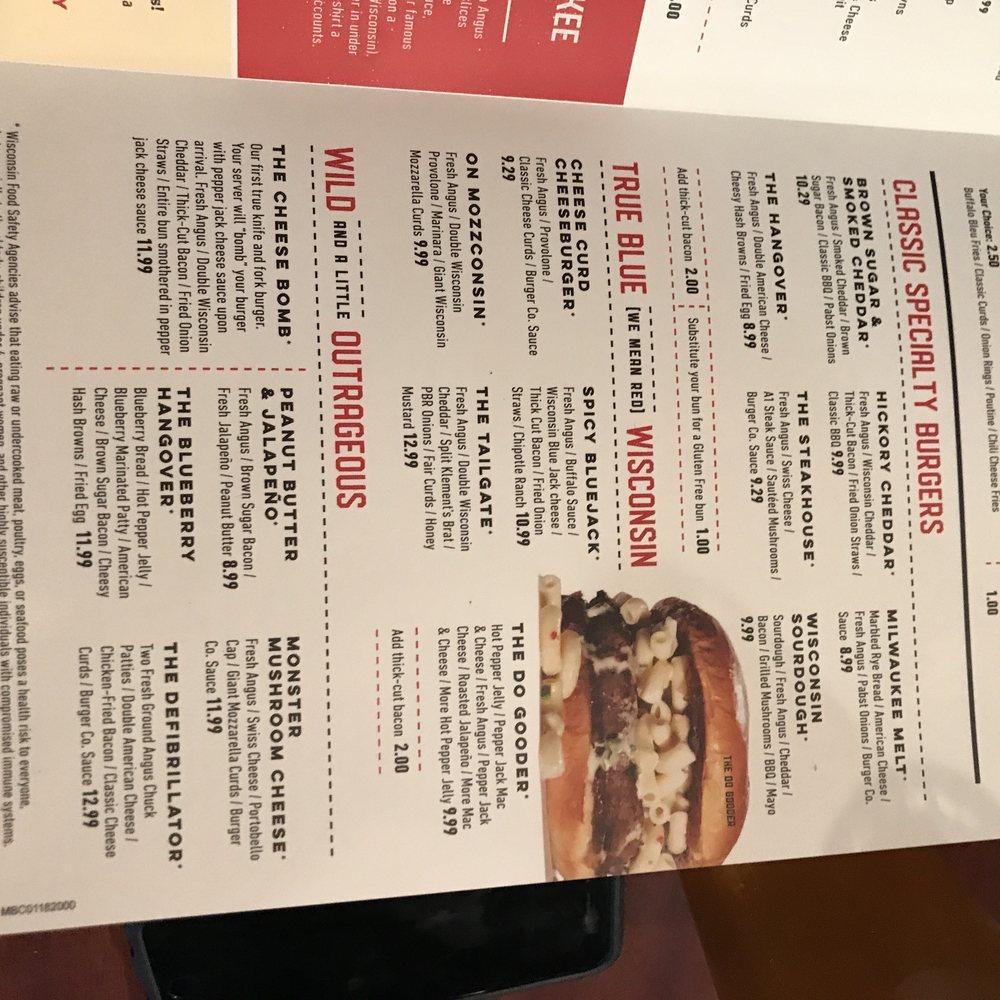 Menu at Milwaukee Burger Company - Eau Claire pub & bar, Eau Claire