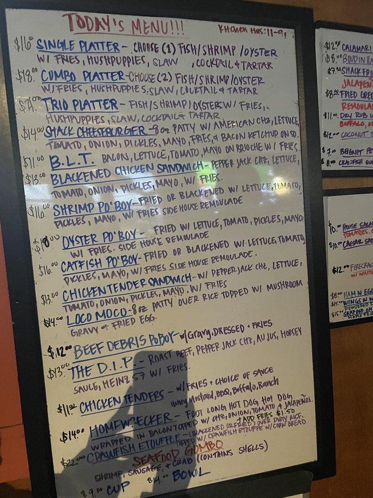 Menu at River Shack restaurant, Mobile, Marina Dr S