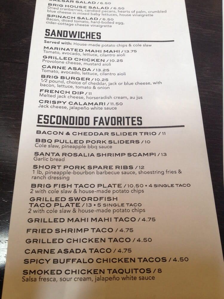 Menu at Brigantine Seafood restaurant, Escondido, 421 W Felicita Ave