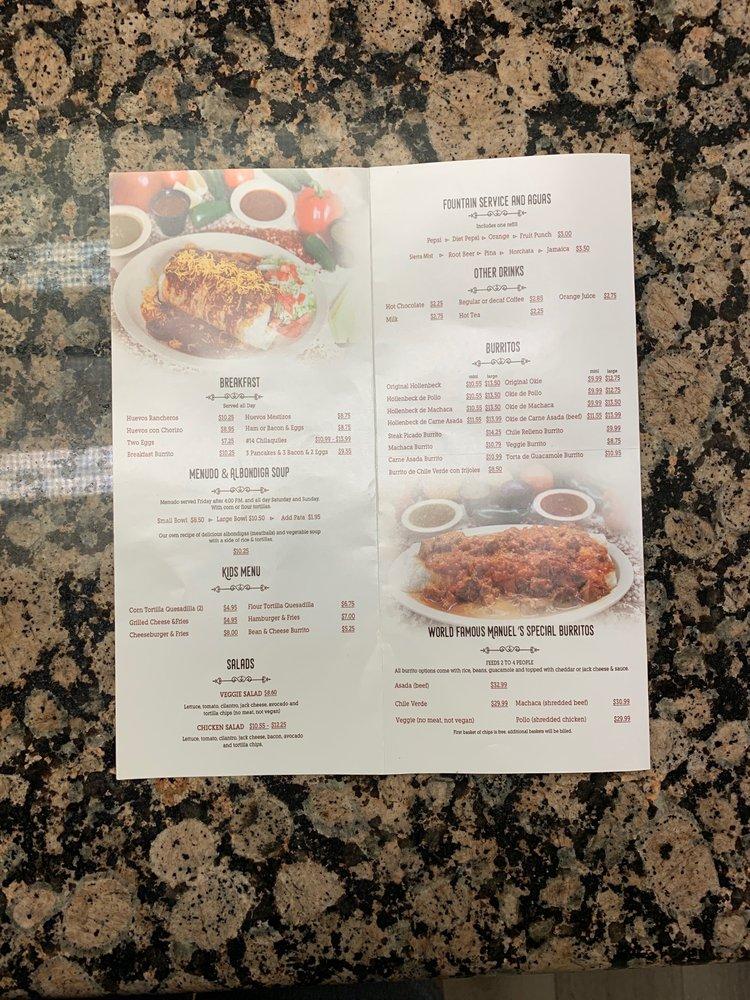 Menu at El Tepeyac Cafe, Los Angeles, 812 N Evergreen Ave