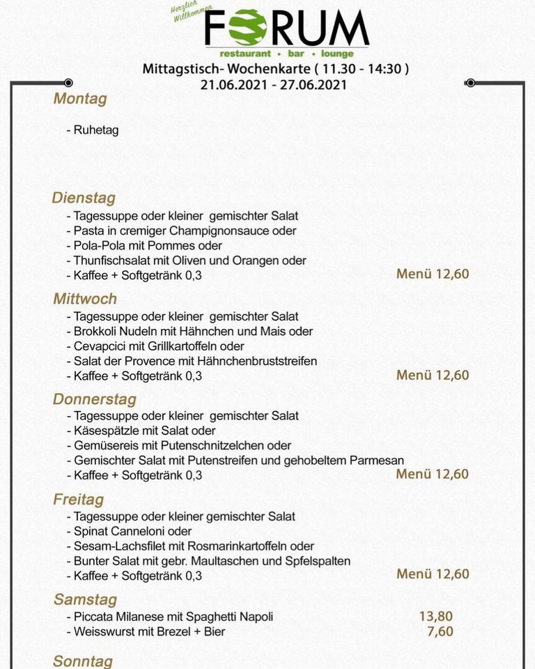 Speisekarte von Forum Restaurant - Bar & Lounge, Nagold