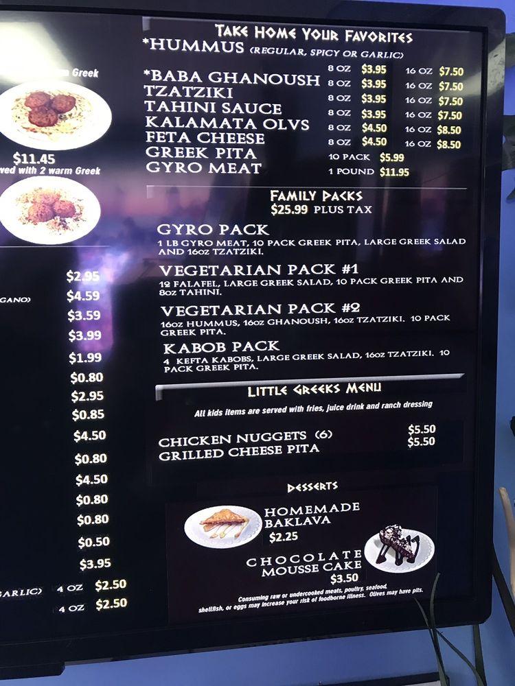 Menu at Greek Out Take-Out restaurant, Prescott Valley