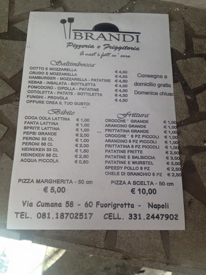 Speisekarte von Pizzeria Brandi, Neapel, Via Cumana 58/60