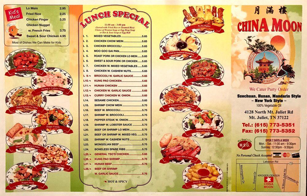 Menu At China Moon Restaurant Mount Juliet N Mt Juliet Rd Menu At China Moon Restaurant Mount Juliet N Mt Juliet Rd