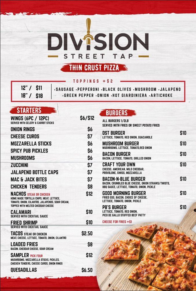 Menu at Division Street Tap pub & bar, Melrose Park