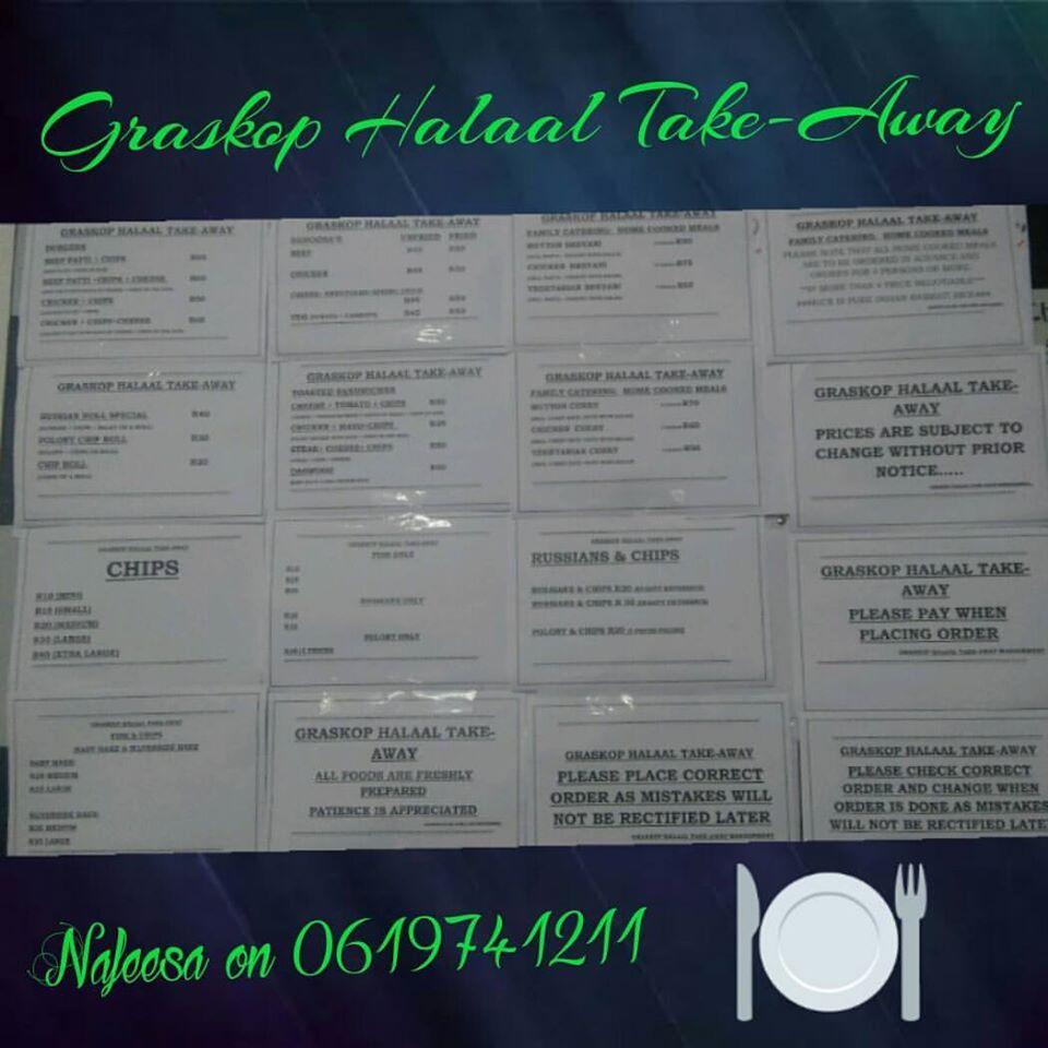 Menu at Graskop Halaal Take-Away restaurant, Graskop